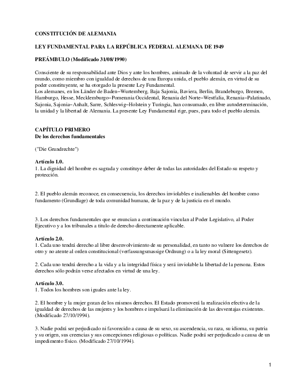 (PDF) CONSTITUCIÓN DE ALEMANIA LEY FUNDAMENTAL PARA LA REPÚBLICA ...