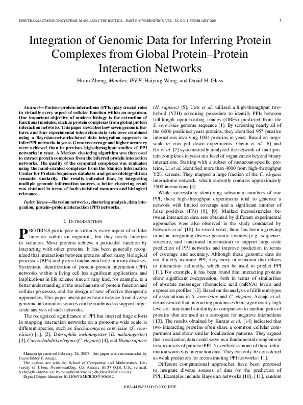 Pdf Integration Of Genomic Data For Inferring Protein Complexes From Global Protein Protein