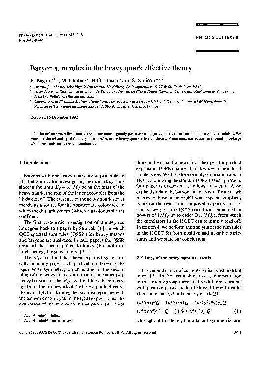 (PDF) QCD sum rules in the effective heavy quark theory | Emili Bagan - Academia.edu