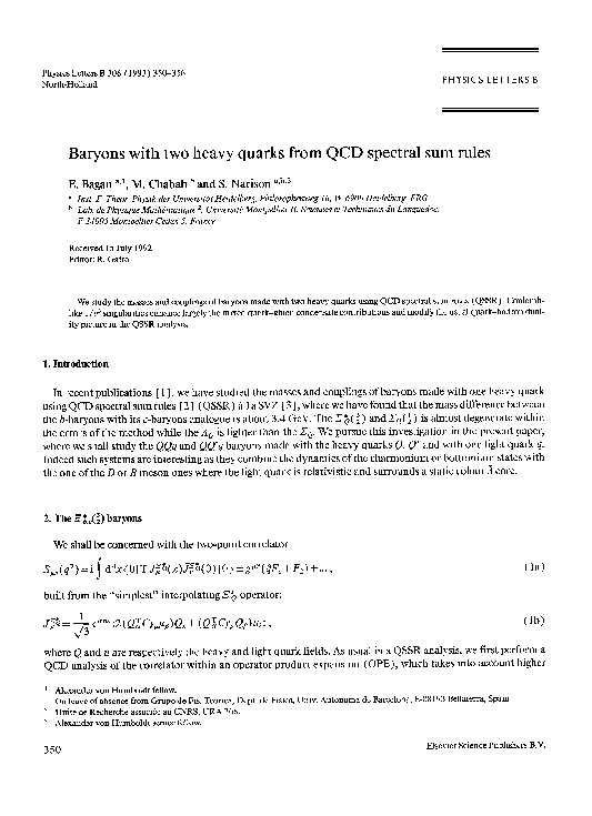 (PDF) Baryons with two heavy quarks from QCD spectral sum rules
