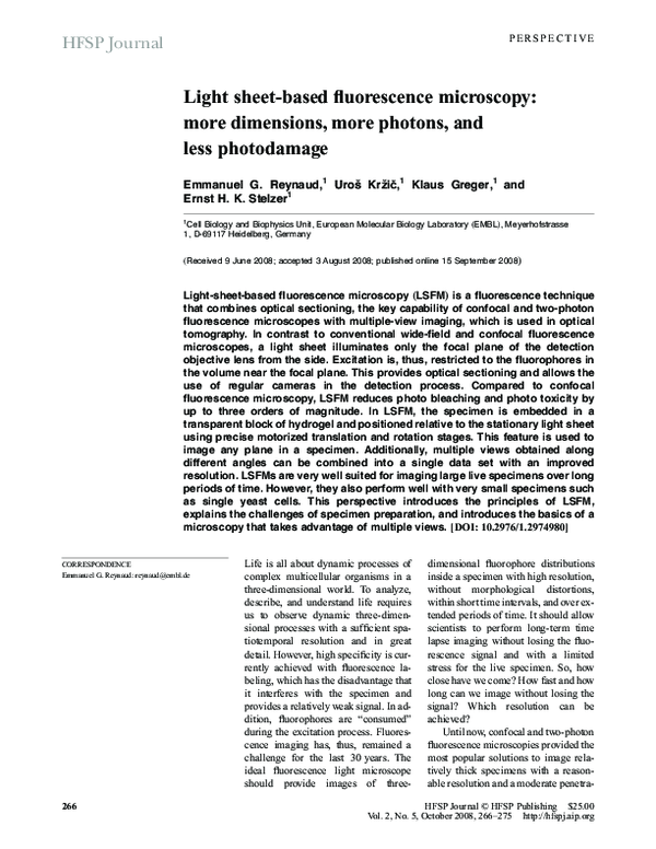 (PDF) Light sheet‐based fluorescence microscopy: More dimensions, more ...