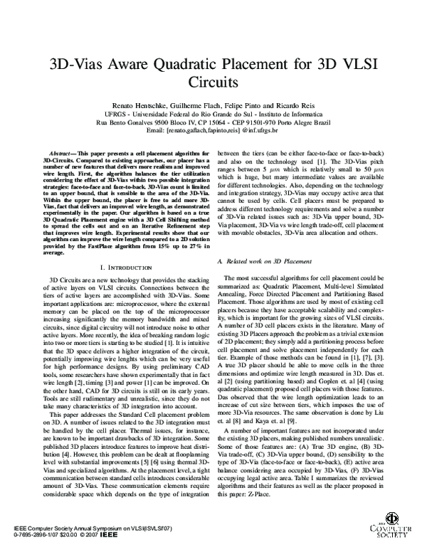 (PDF) 3D-Vias Aware Quadratic Placement for 3D VLSI Circuits