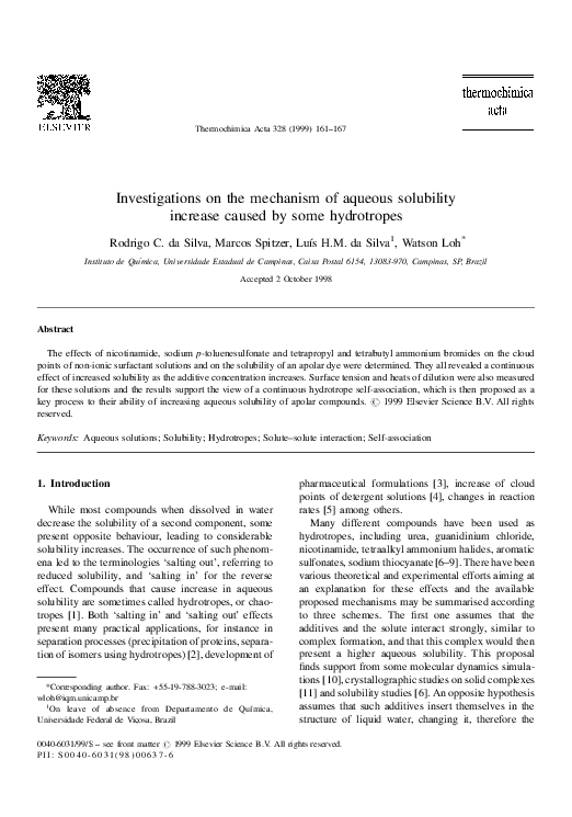 (PDF) Investigations on the mechanism of aqueous solubility increase ...