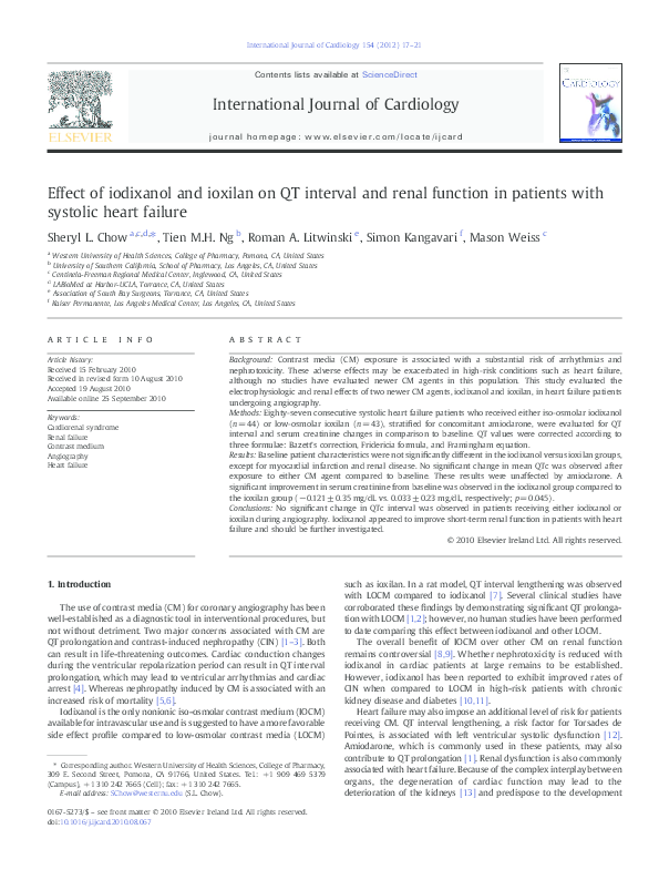 (PDF) Effect of iodixanol and ioxilan on QT interval and renal function ...