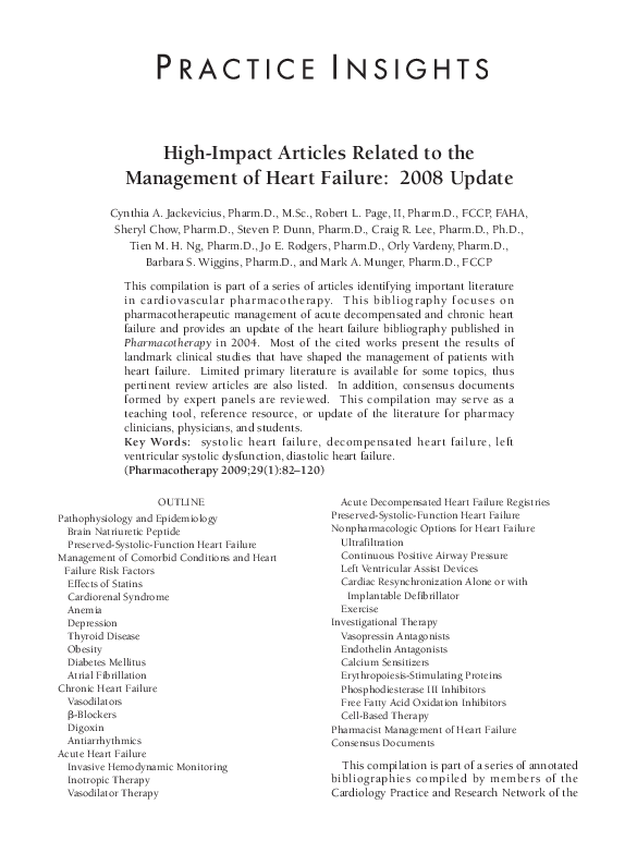 (PDF) High-Impact Articles Related to the Management of Heart Failure ...