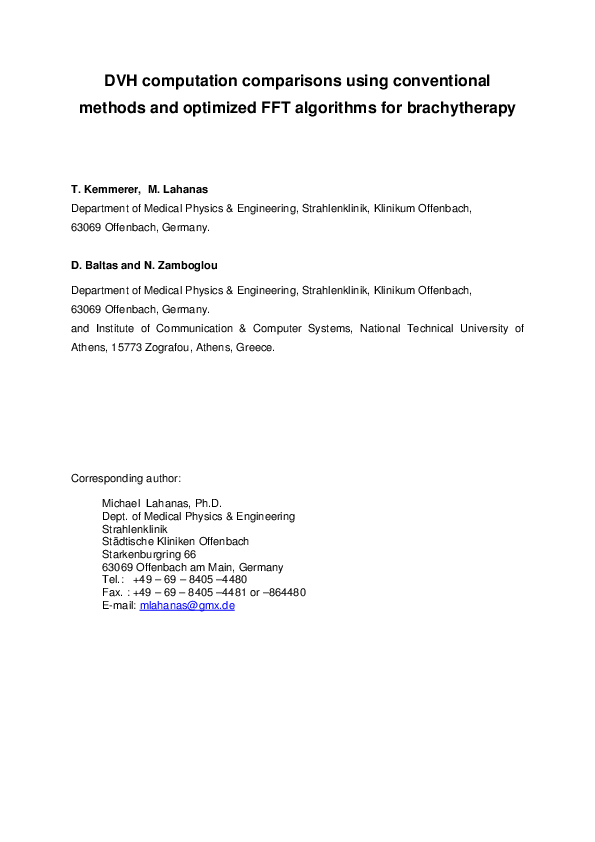 (PDF) DVH computation comparisons using conventional methods and optimized FFT algorithms for ...