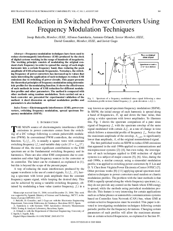 Pdf Emi Reduction In Switched Power Converters Using Frequency Modulation Techniques 5343