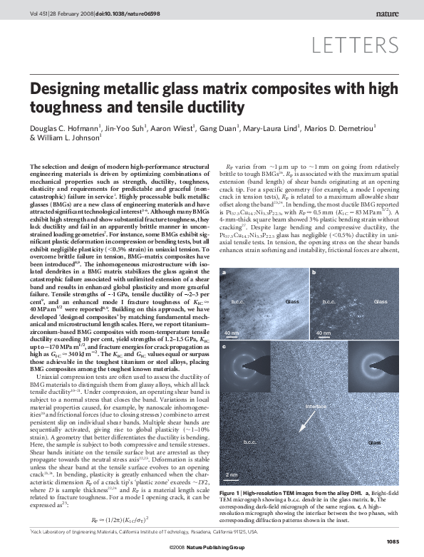 (PDF) Designing metallic glass matrix composites with high toughness ...