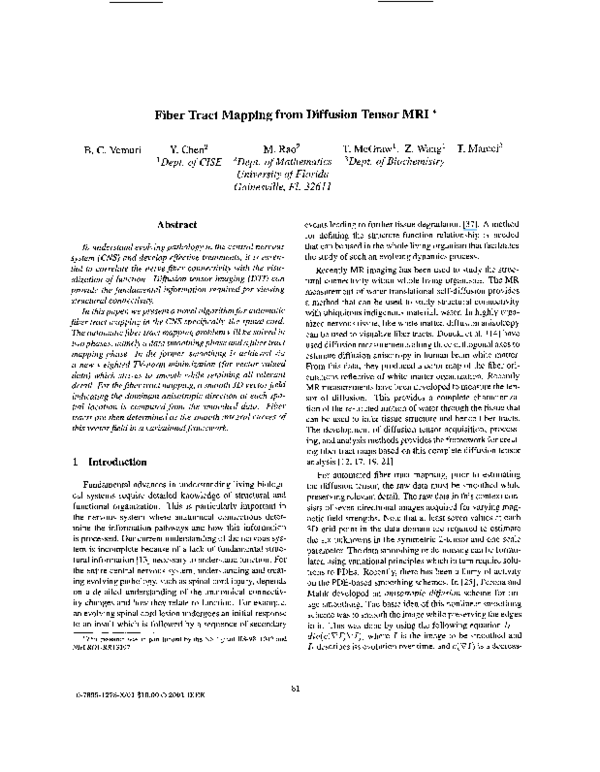 (PDF) Fiber tract mapping from diffusion tensor MRI