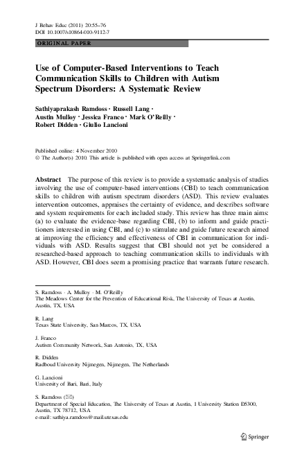 (PDF) Use of Computer-Based Interventions to Teach Communication Skills ...