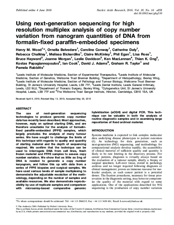 (PDF) Using next-generation sequencing for high resolution multiplex analysis of copy number ...