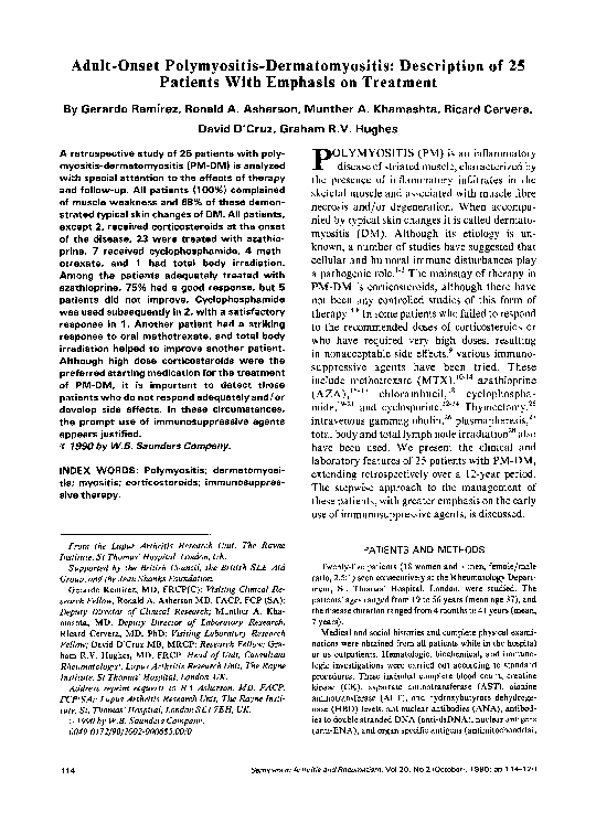 (PDF) Adult-onset polymyositis-dermatomyositis: Description of 25 patients with emphasis on ...