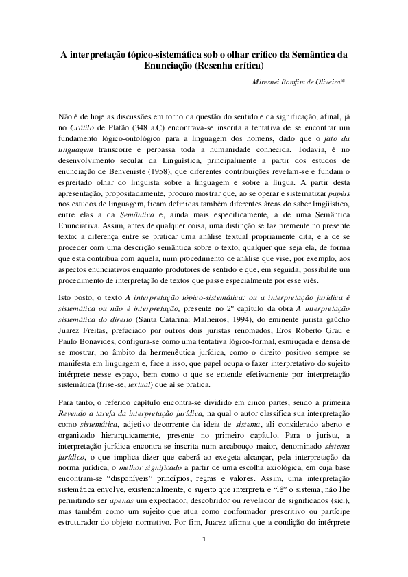 (PDF) A interpretação tópico-sistemática sob o olhar crítico da ...