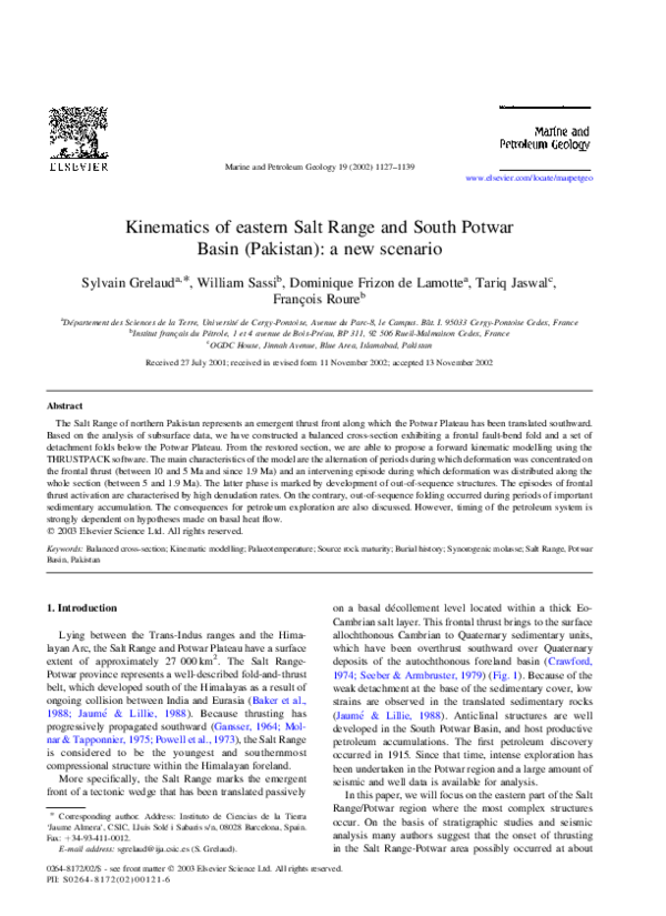 (PDF) Kinematics of eastern Salt Range and South Potwar Basin (Pakistan ...