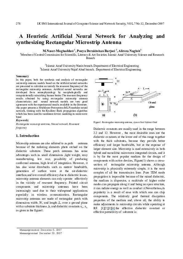 (PDF) A Heuristic Artificial Neural Network for Analyzing and synthesizing Rectangular ...