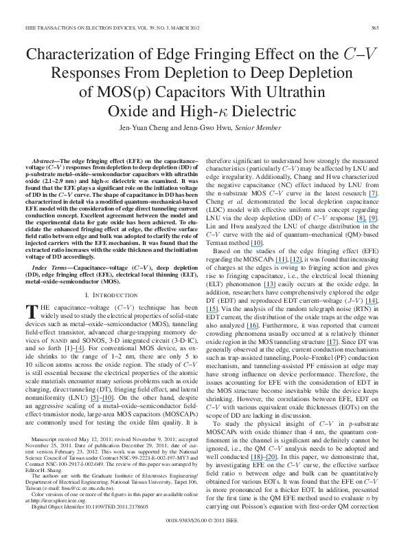 (PDF) Characterization of Edge Fringing Effect on the $C$ –$V ...