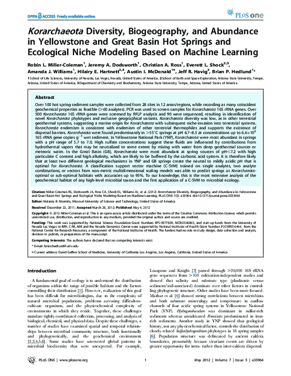 (PDF) Korarchaeota Diversity, Biogeography, and Abundance in ...