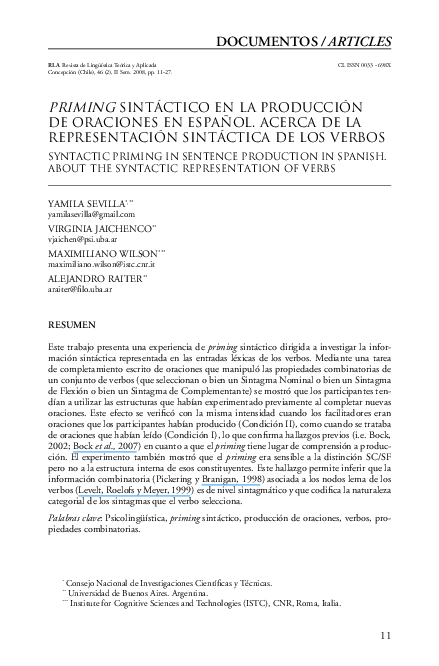 (PDF) PRIMING SINTÁCTICO EN LA PRODUCCIÓN DE ORACIONES EN ESPAÑOL ...