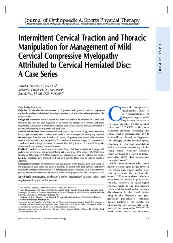 (PDF) Intermittent Cervical Traction and Thoracic Manipulation for ...
