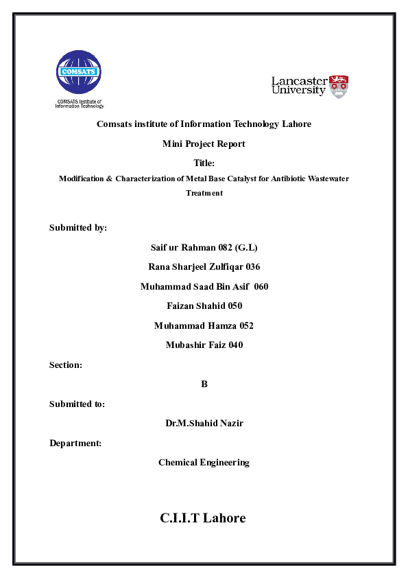 (DOC) Comsats institute of Information Technology Lahore Mini Project ...