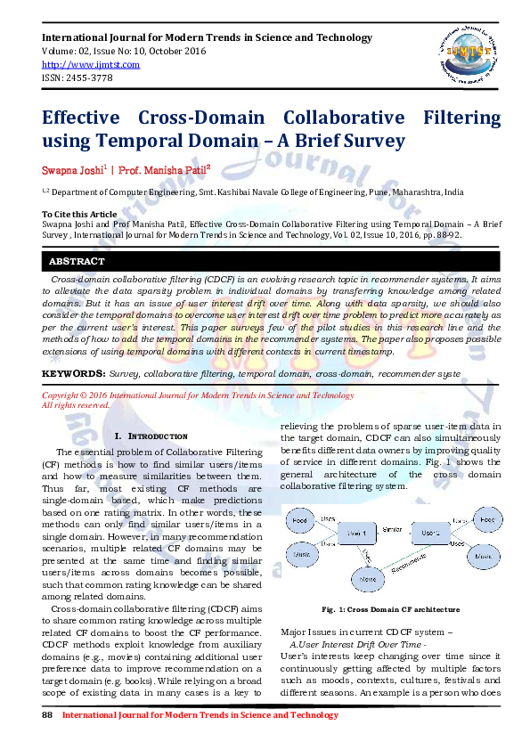 Pdf Effective Cross Domain Collaborative Filtering Using Temporal