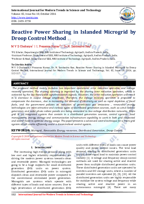 (PDF) Reactive Power Sharing in Islanded Microgrid by Droop Control Method