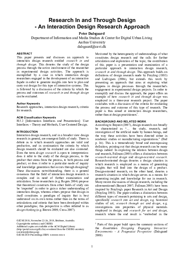 (PDF) Research in and through design: an interaction design research ...