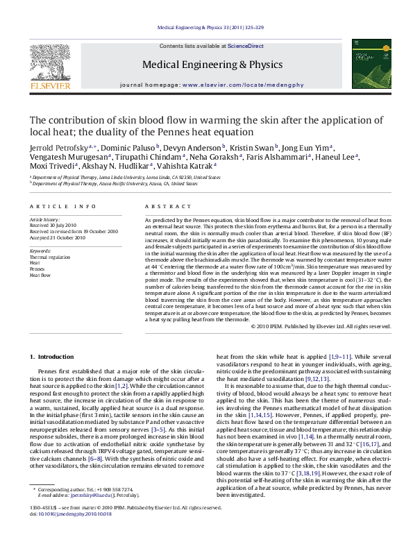 (PDF) The contribution of skin blood flow in warming the skin after the ...