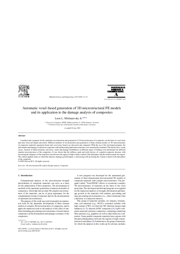 (PDF) Automatic voxel-based generation of 3D microstructural FE models and its application to ...