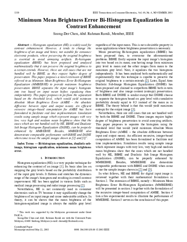 Pdf Minimum Mean Brightness Error Bi Histogram Equalization In Contrast Enhancement 6126