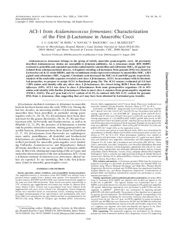 (PDF) ACI1 from Acidaminococcus fermentans: Characterization of the ...