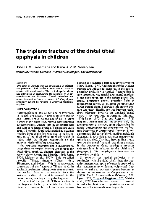 (PDF) Triplane Ankle Fractures in Children