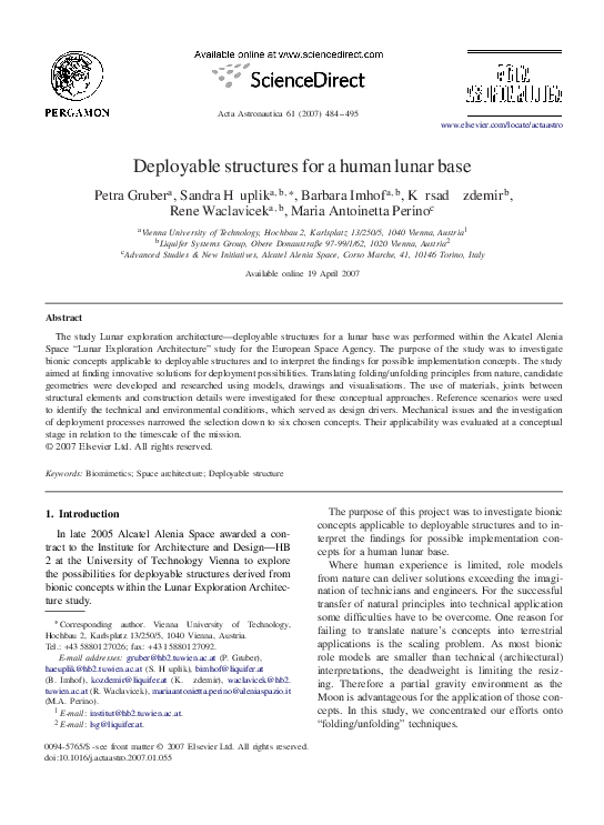 (PDF) Deployable structures for a human lunar base