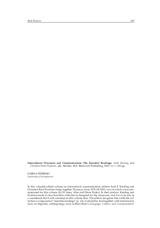 (PDF) Intercultural Discourse and Communication: The Essential Readings ...