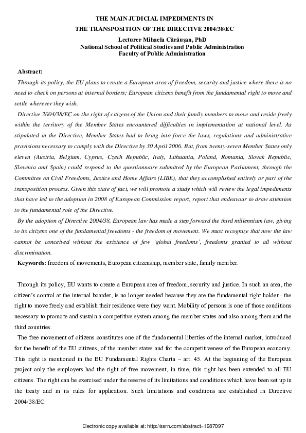 (PDF) The Main Judicial Impediments in the Transposition of the ...