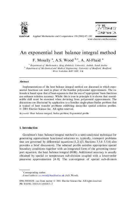 (PDF) An exponential heat balance integral method