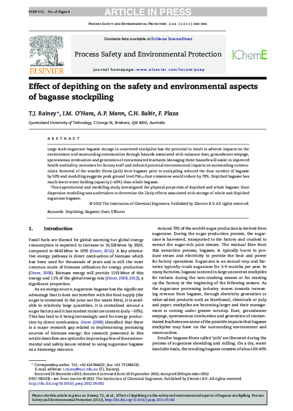 (PDF) Effect of depithing on safety and environmental aspects of ...