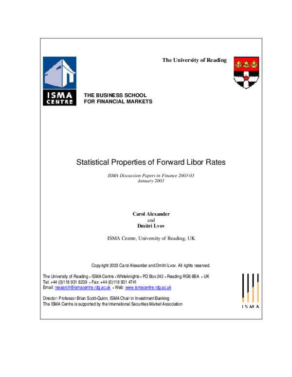 (PDF) Statistical Properties of Forward Libor Rates