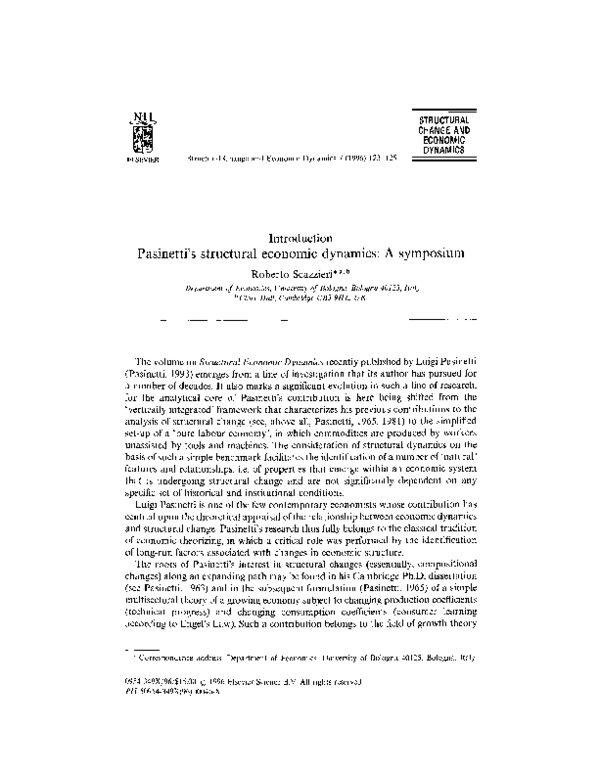 (PDF) Pasinetti's structural economic dynamics: A symposium