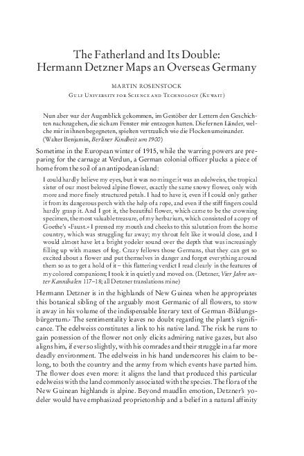 (PDF) The Fatherland and Its Double: Hermann Detzner Maps an Overseas ...