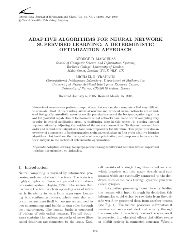 (PDF) Minimization techniques in neural network supervised training (PDF) Minimization techniques in neural network supervised training