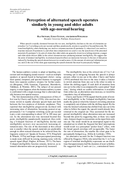 (PDF) Perception of alternated speech operates similarly in young and ...
