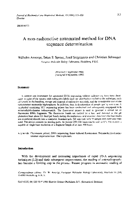 (PDF) A non-radioactive automated method for DNA sequence determination
