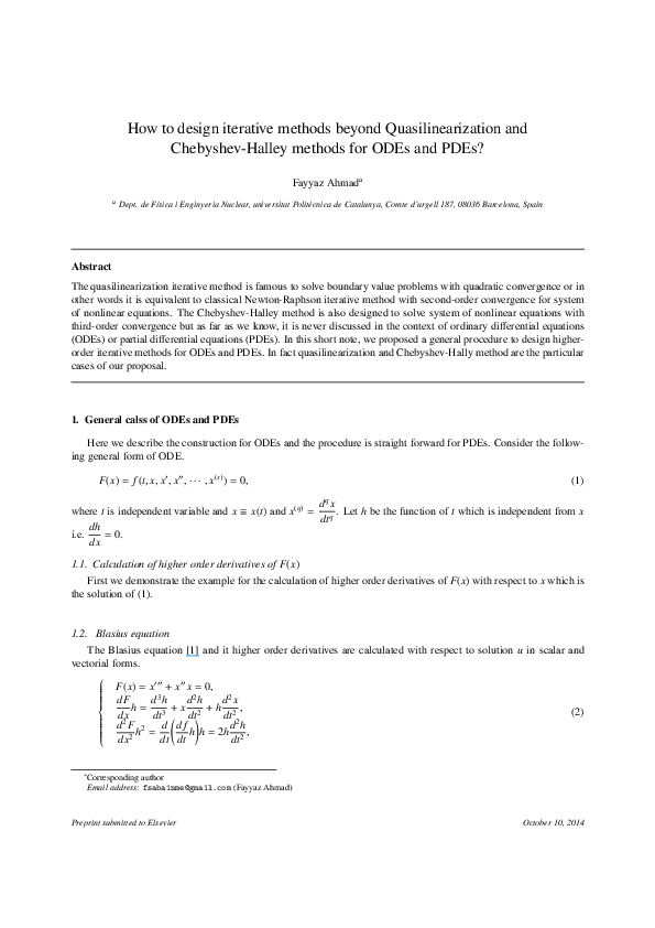 Pdf How To Design Iterative Methods Beyond Quasilinearization And Chebyshev Halley Methods For