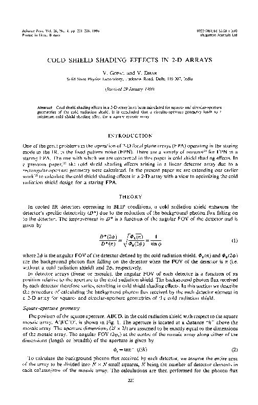 (PDF) Cold shield shading effects in 2-D arrays