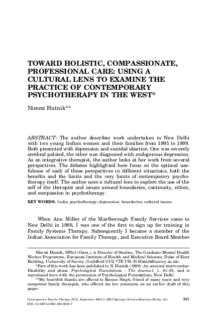 (PDF) Toward Holistic, Compassionate, Professional Care: Using a ...