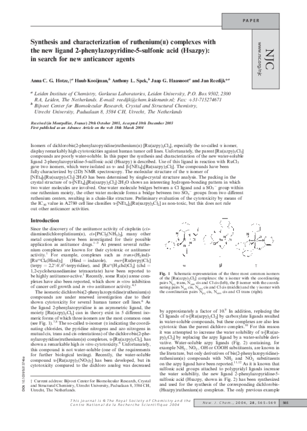 (PDF) SARs Investigation of α -, β -, γ -, δ -, ε -RuCl 2 (Azpy) 2 Complexes as Antitumor Drugs ...