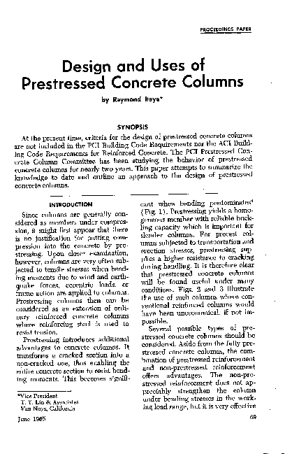(PDF) Design and Uses of Prestressed Concrete Columns