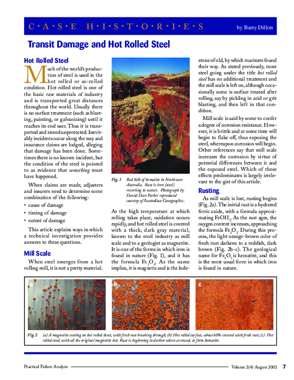 (PDF) Transit Damage and Hot Rolled Steel
