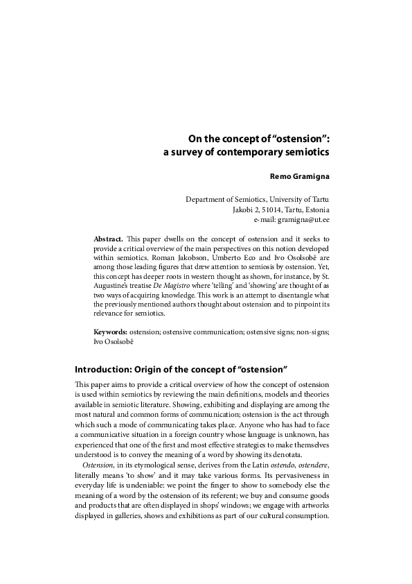 (PDF) (2016) On the concept of "ostension": A survey of contemporary ...